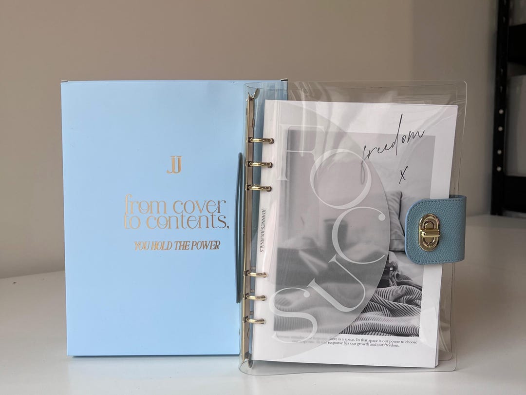 Ice Blue Transparent Ring Binder Cover, A5, Luxury, Blue, PVC, Planner ...