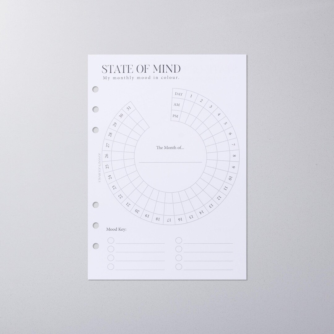 State of Mind, Printed, A5, Mood Tracker, Self Care, Journal, Planner ...