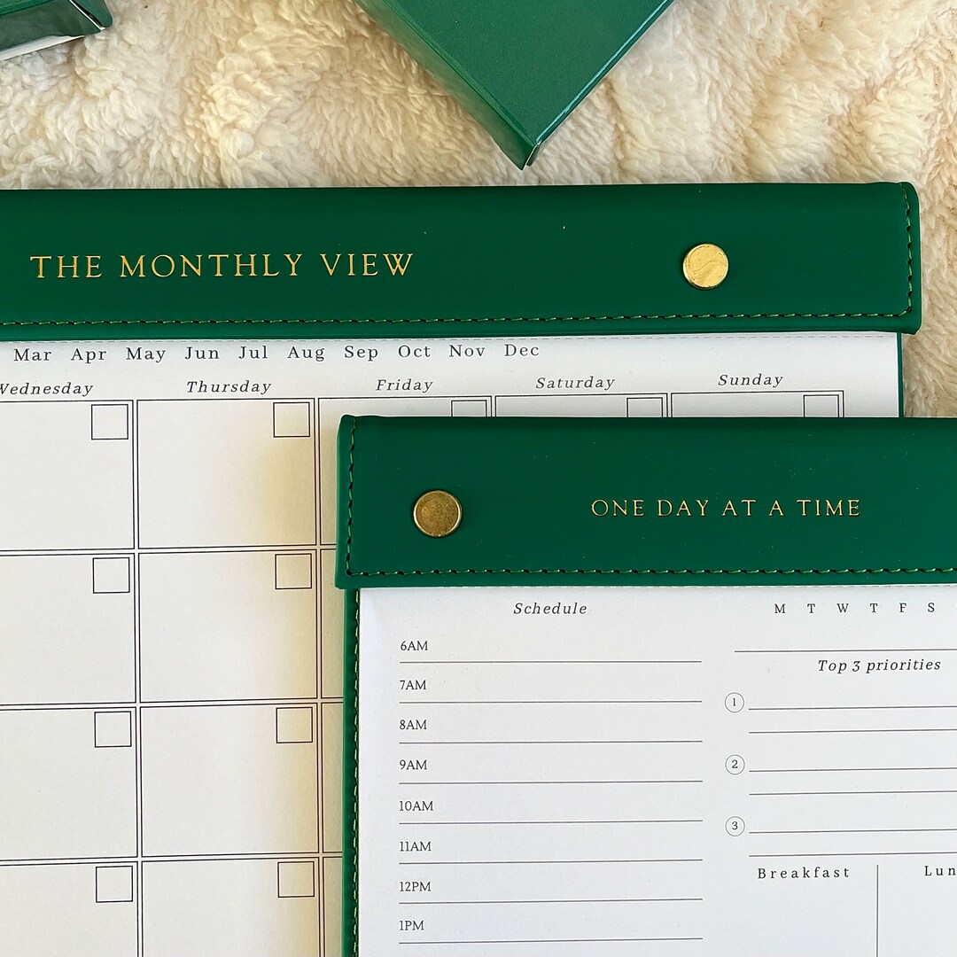 Planner Pad Bundle, Emerald Green & Gold, Monthly Planner, Daily ...