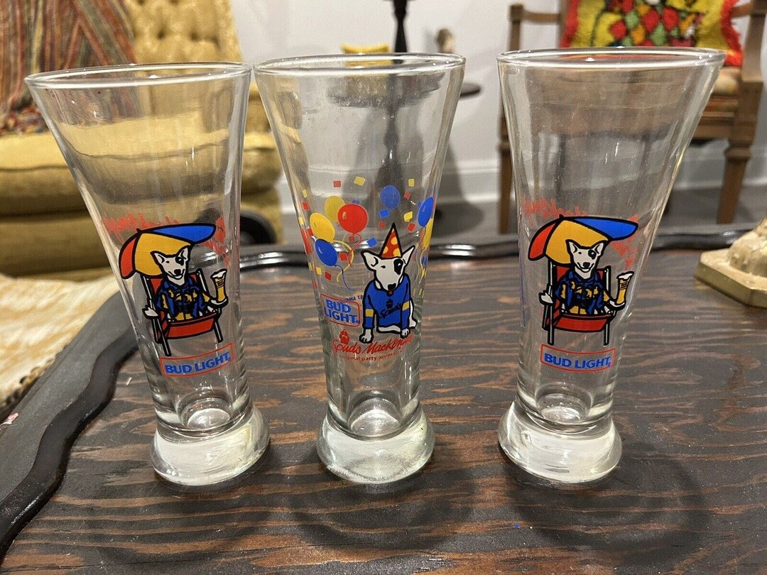 Vintage Spuds Mackenzie Bud Light Tall Beer Glass, 7”tall Qty 3 - Etsy
