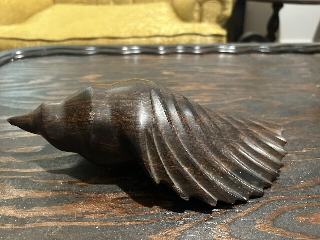 Rich Ironwood Brown Conch Shell 9” Wood Seashell Nautical Decor - Etsy