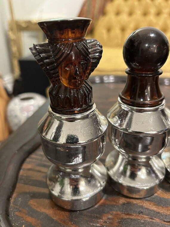 6 Vintage 60's Avon CHESS Figures Perfume Bottles 5 E… - Gem