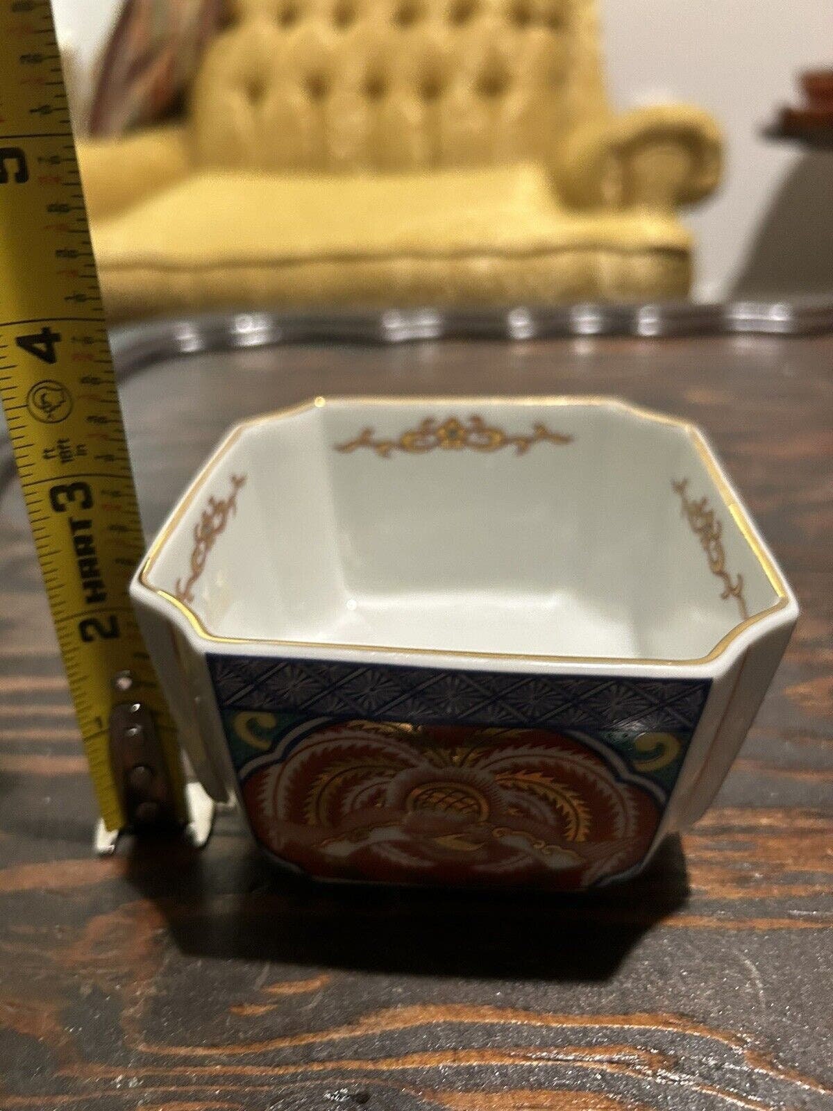 Vintage Porcelain Square Imari Gold Gilt Square Bowl Rice Dish Floral ...