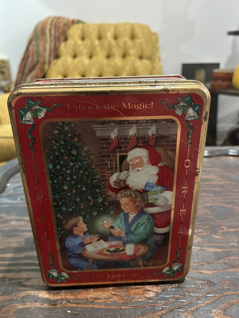 Vintage 1993 Nabisco Foods Oreo Santa Clause Christmas Scene Lidded ...