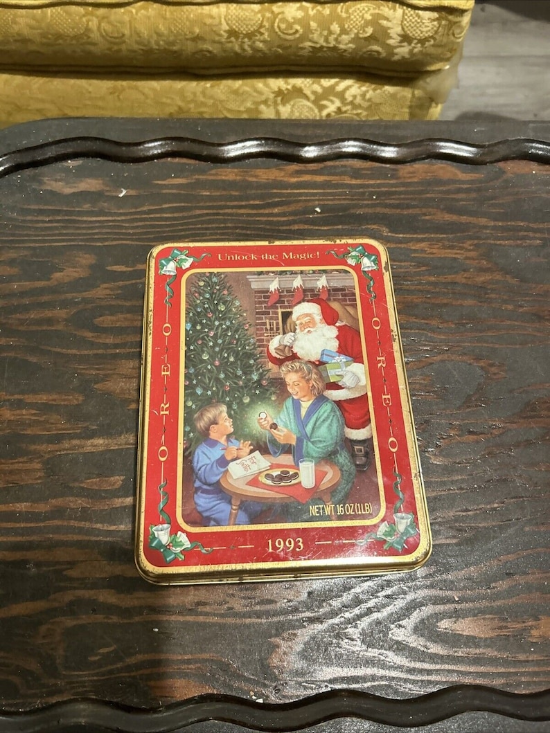 Vintage 1993 Nabisco Foods Oreo Santa Clause Christmas Scene Lidded ...