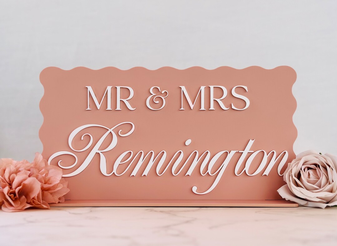 Wavy Wedding Head Table | Wavy Sweetheart Table Sign | Mr and Mrs Sign ...