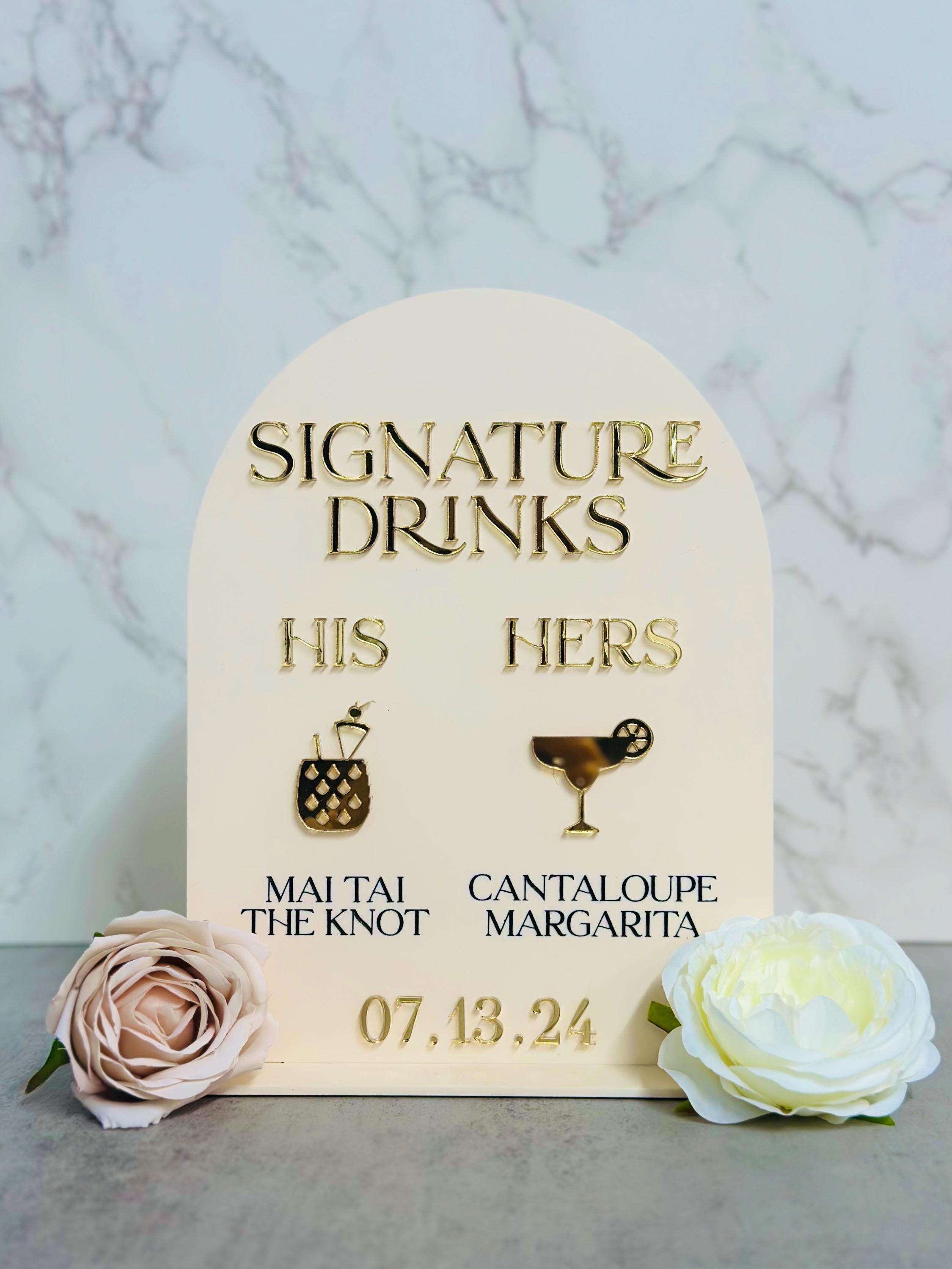 Signature Drinks Arch Bar Menu | Acrylic Bar Menu | Wedding Acrylic ...