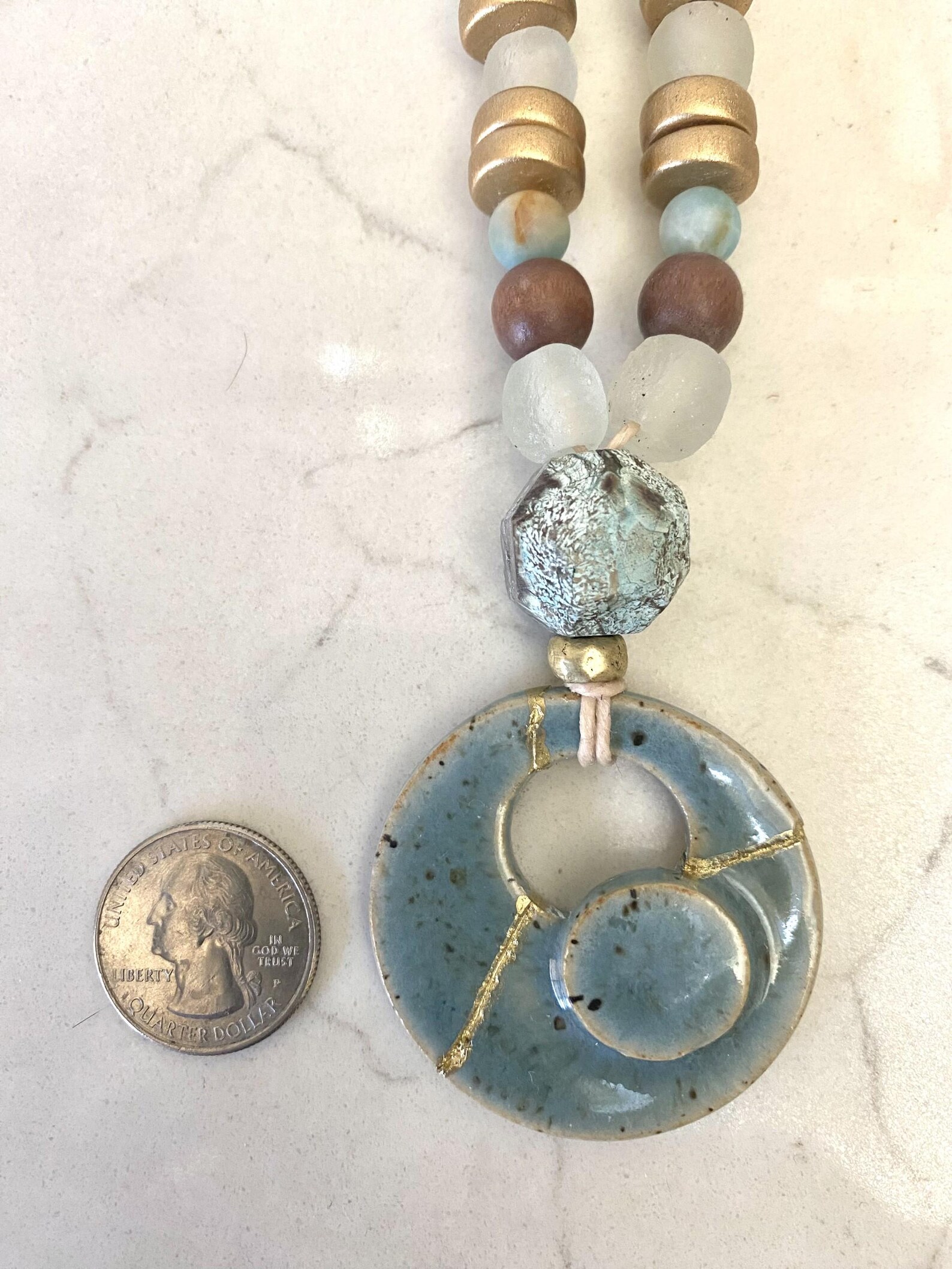 Handmade Kintsugi Necklace With Precious Stones and Gold Clasp - Etsy