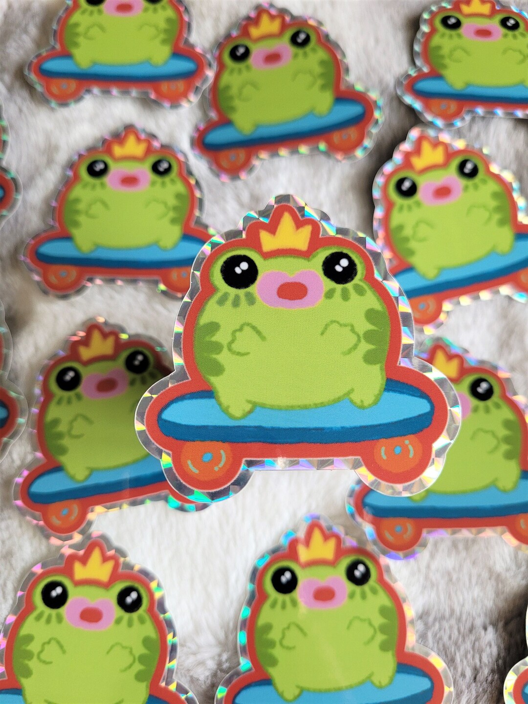 Skateboarding Smooch Sticker | Cute Frog Sticker | Glitter Sticker ...