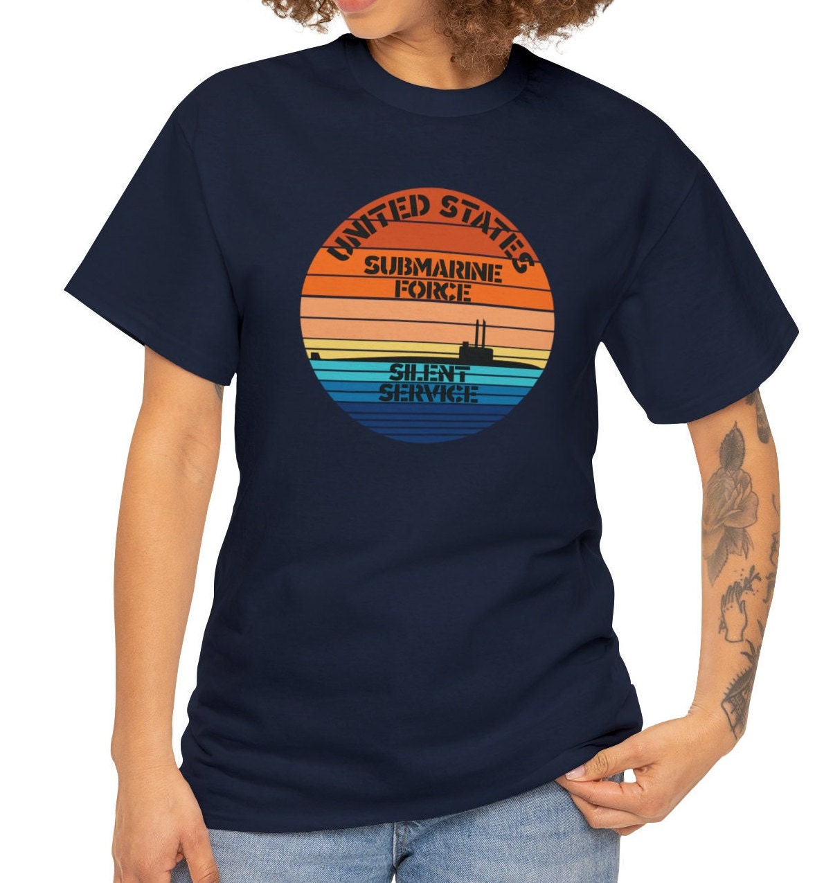 Sunset United States Submarine Force Silent Service Unisex Heavy Cotton ...