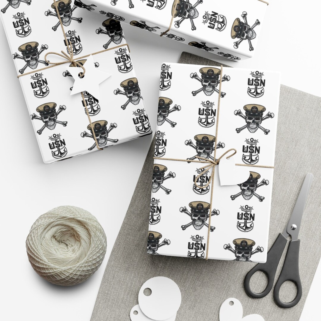 Naval Master Chief Skull & Crossbones With MCPO Anchors White Gift Wrap ...