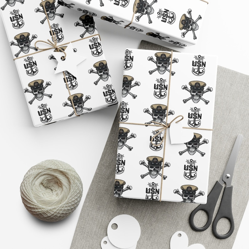 Naval Master Chief Skull & Crossbones With MCPO Anchors White Gift Wrap ...