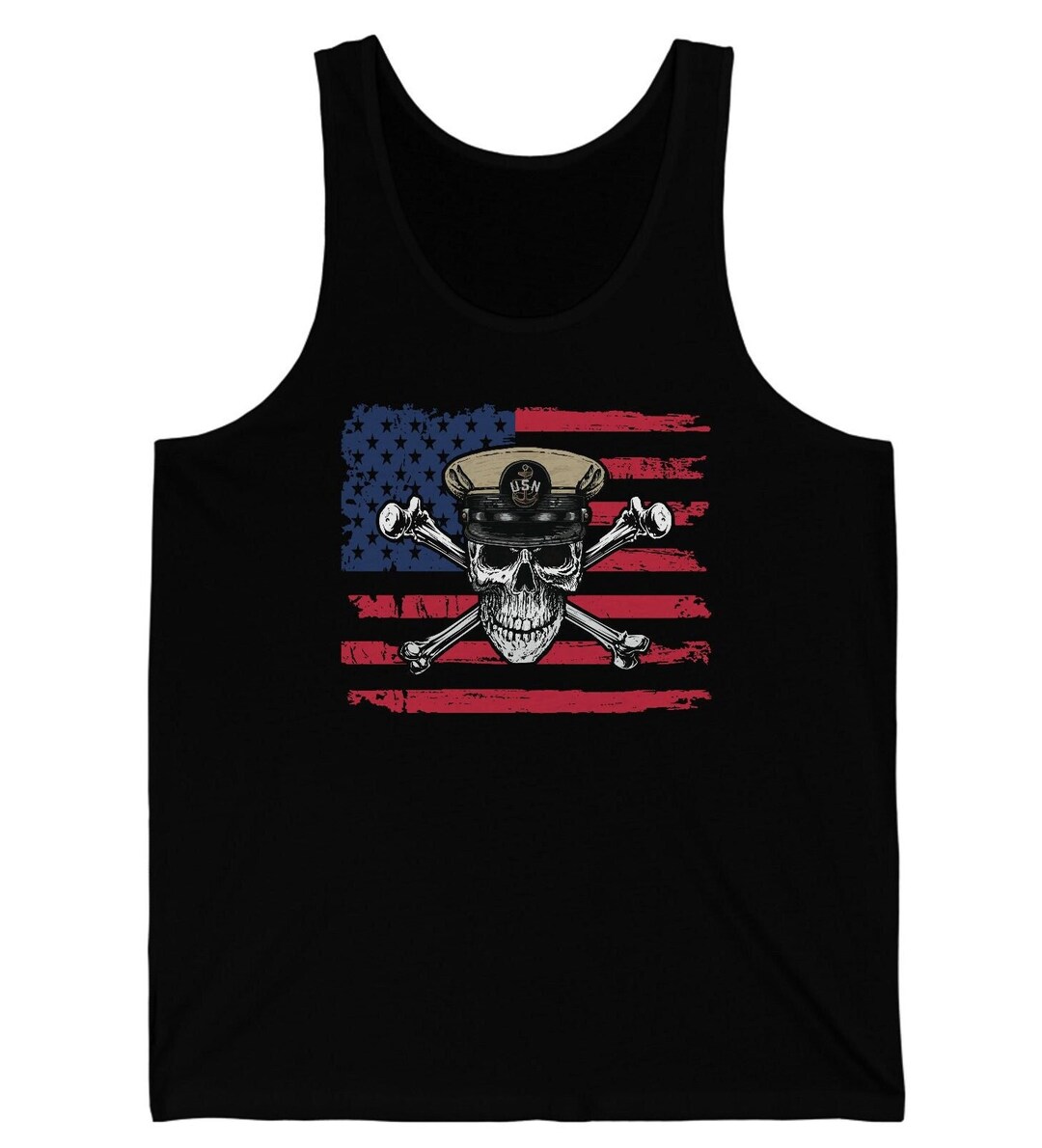 Chief CPO Skull and Crossbones Distressed American Flag Tank Top Unisex ...