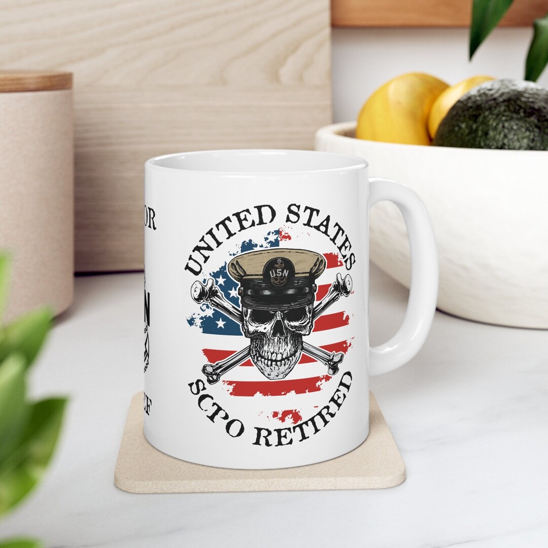 Naval SCPO Retired Senior Chief Skull Crossbones With Distressed ...
