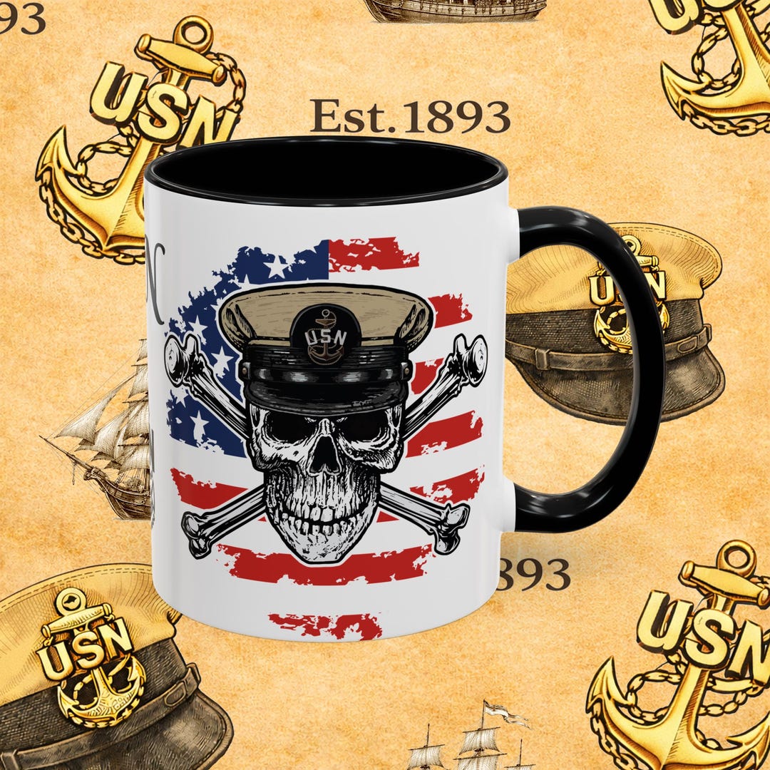 Naval Chief Skull & Crossbones on American Flag CPO, SCPO, MCPO Anchor ...