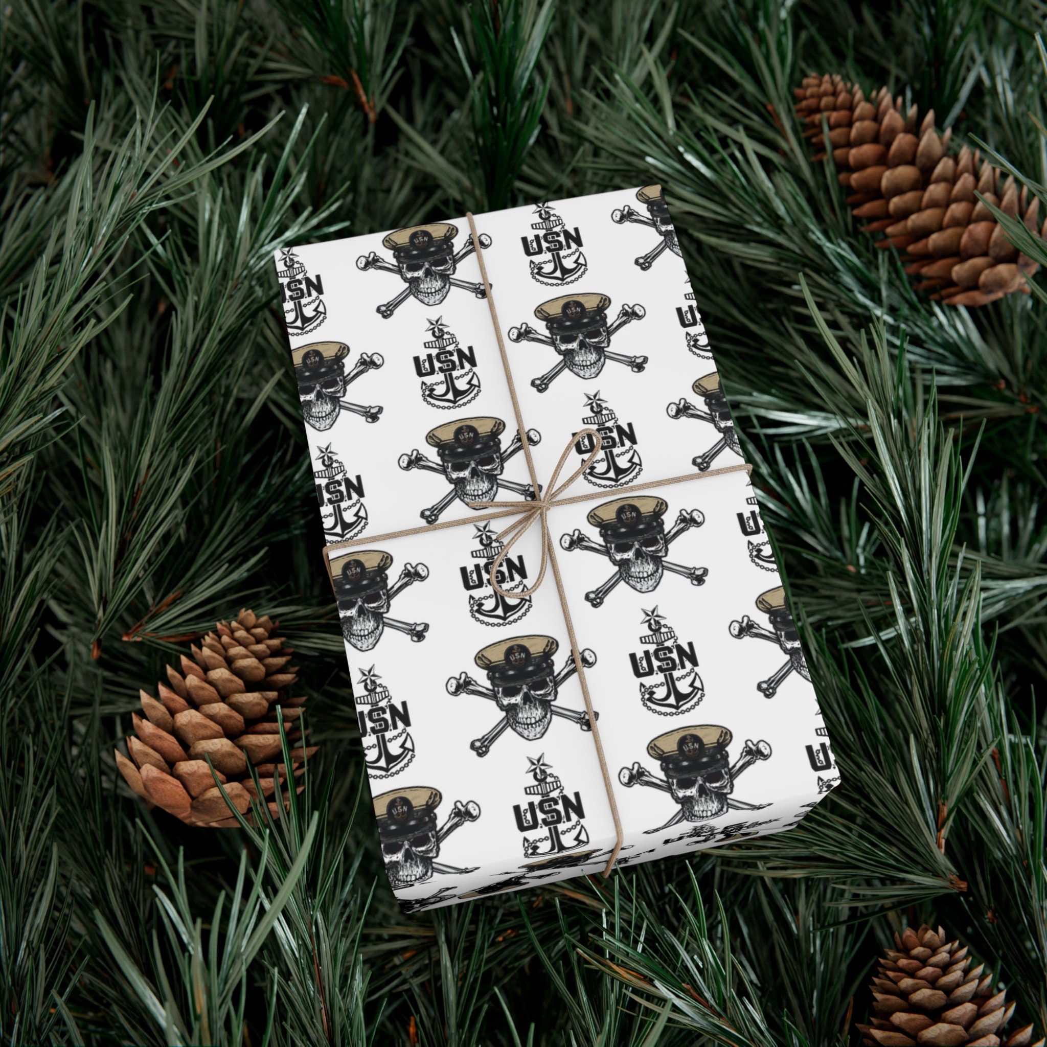 Naval SCPO Senior Chief Skull & Crossbones With Anchors White Gift Wrap ...