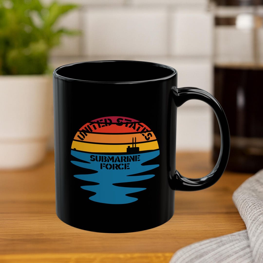 Sunset United States Submarine Force Half Moon Black Glossy Mug - Etsy