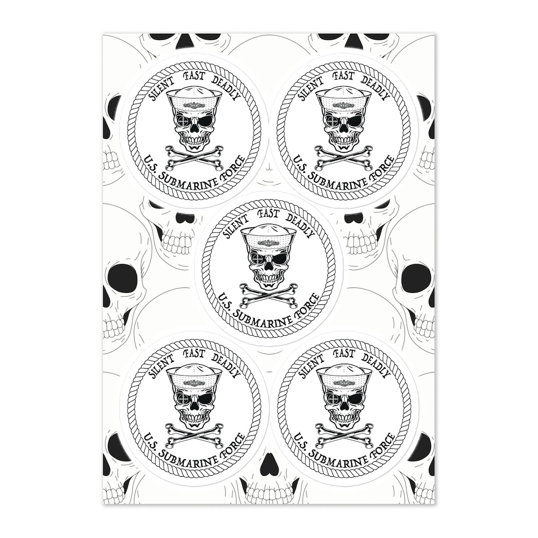 U.S. Submarine Force Silent Fast Skull & Crossbones Sailor Sticker ...