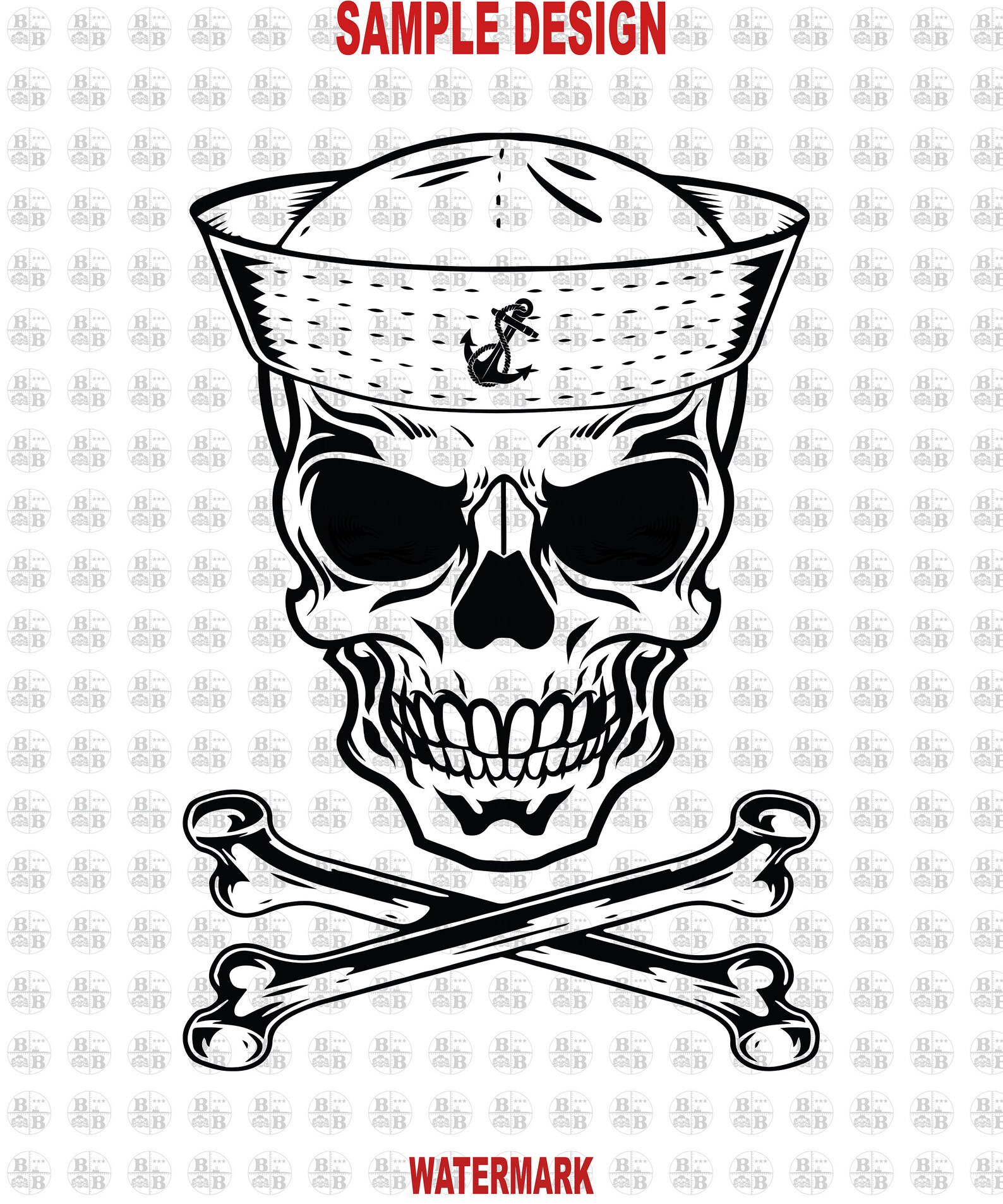 Navy Sailor Skull Crossbones With Crosshairs and Anchors Blue - Etsy