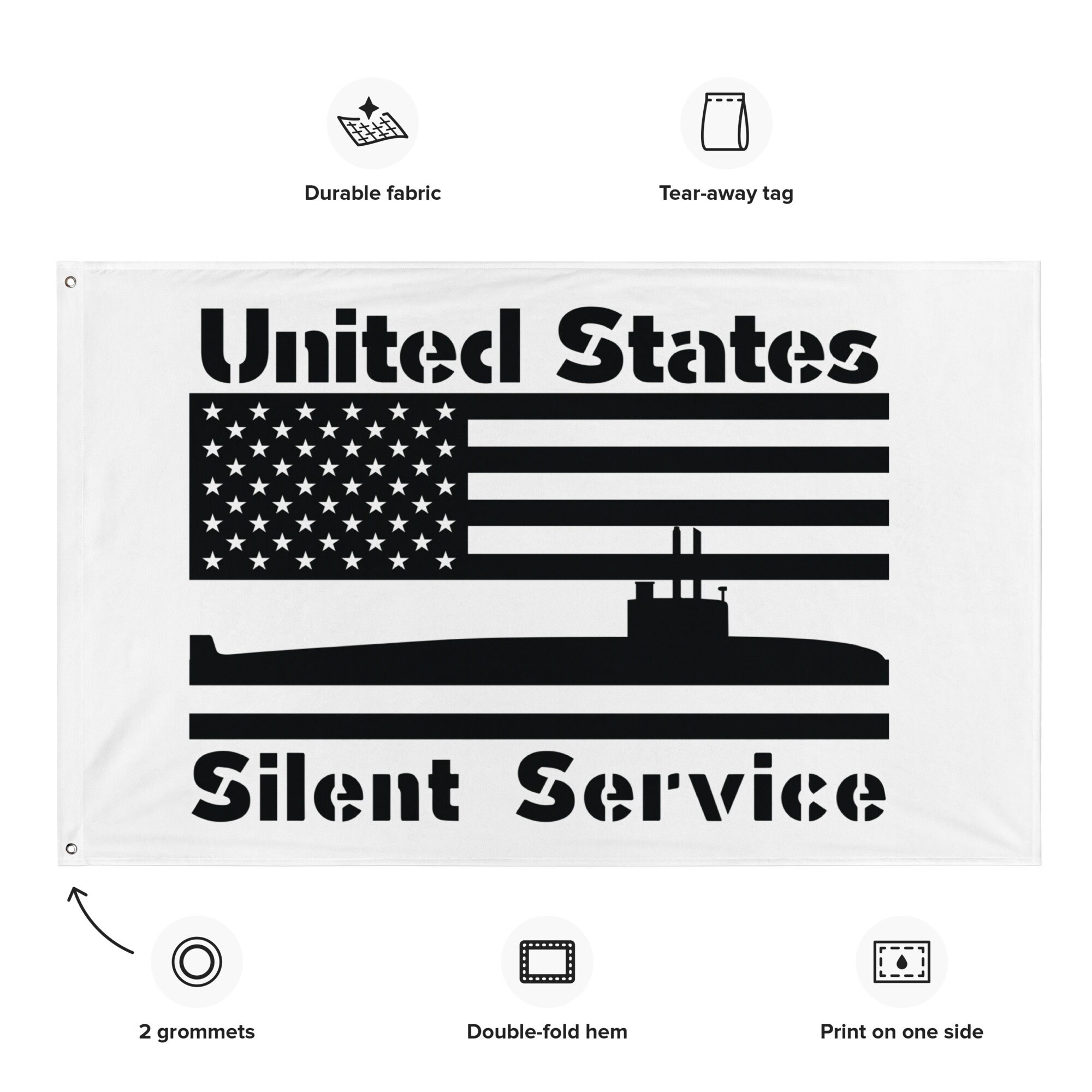 United States Submarine Silent Service Blackout White Flag - Etsy