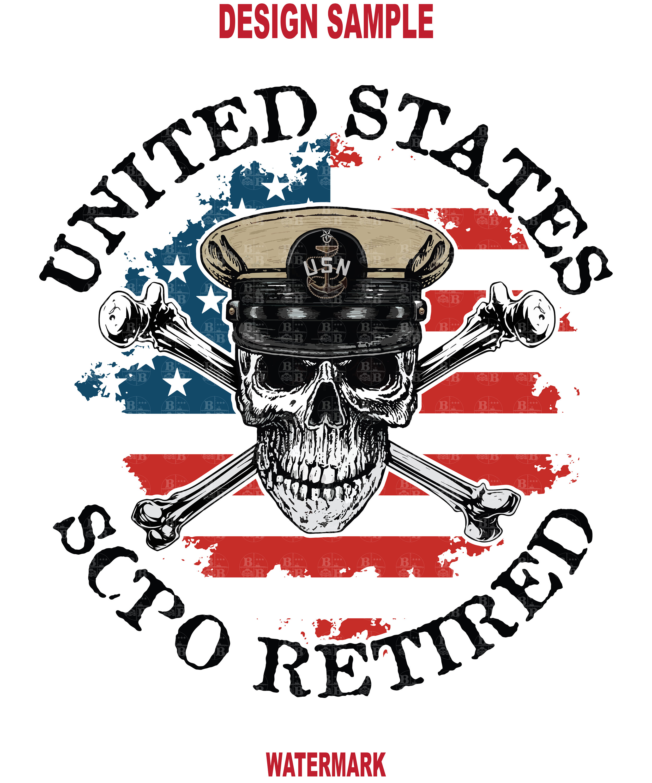 Naval SCPO Retired Senior Chief Skull Crossbones With Distressed ...