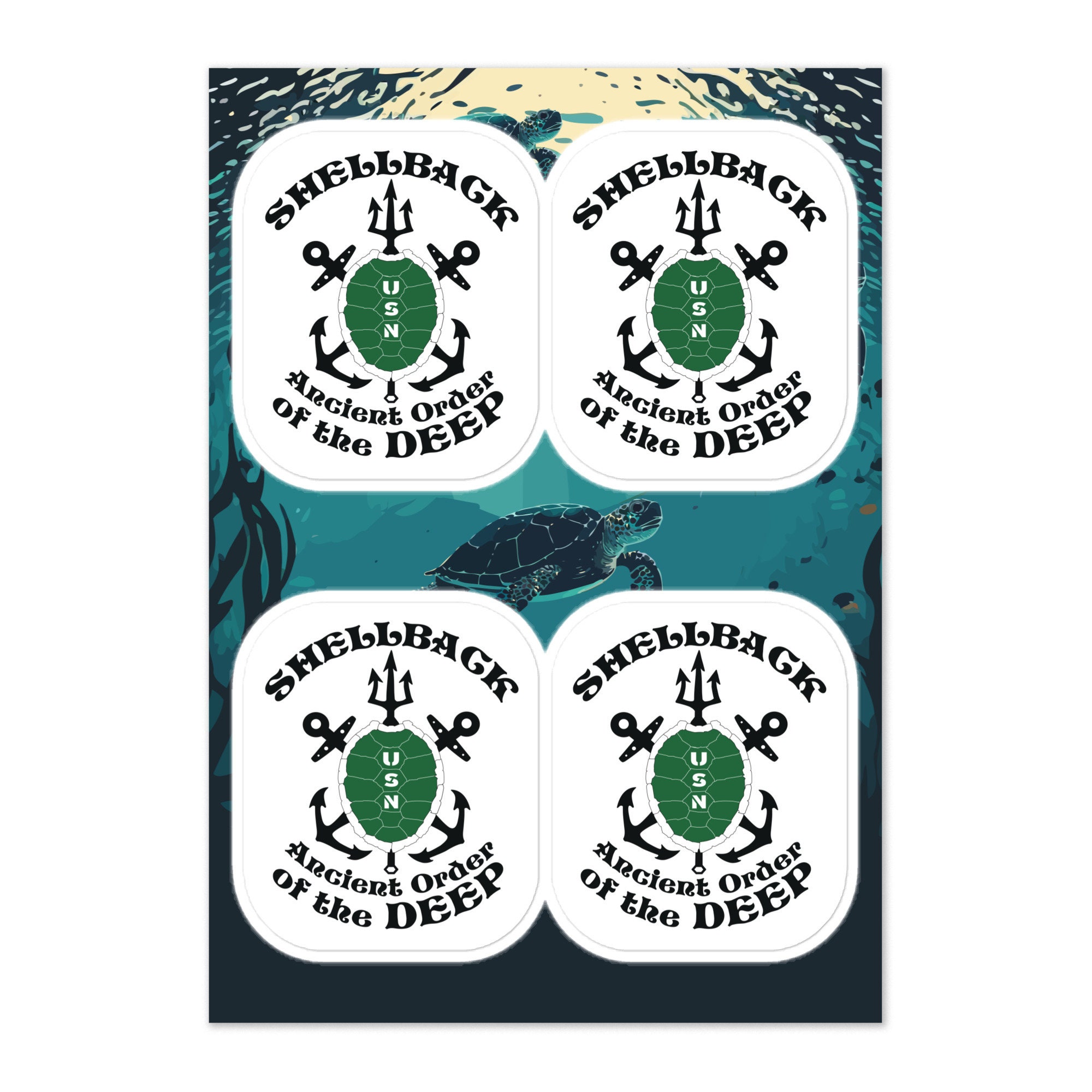 U.S. Shellback Ancient Order of the Deep Trident Anchors Turtle Shell ...