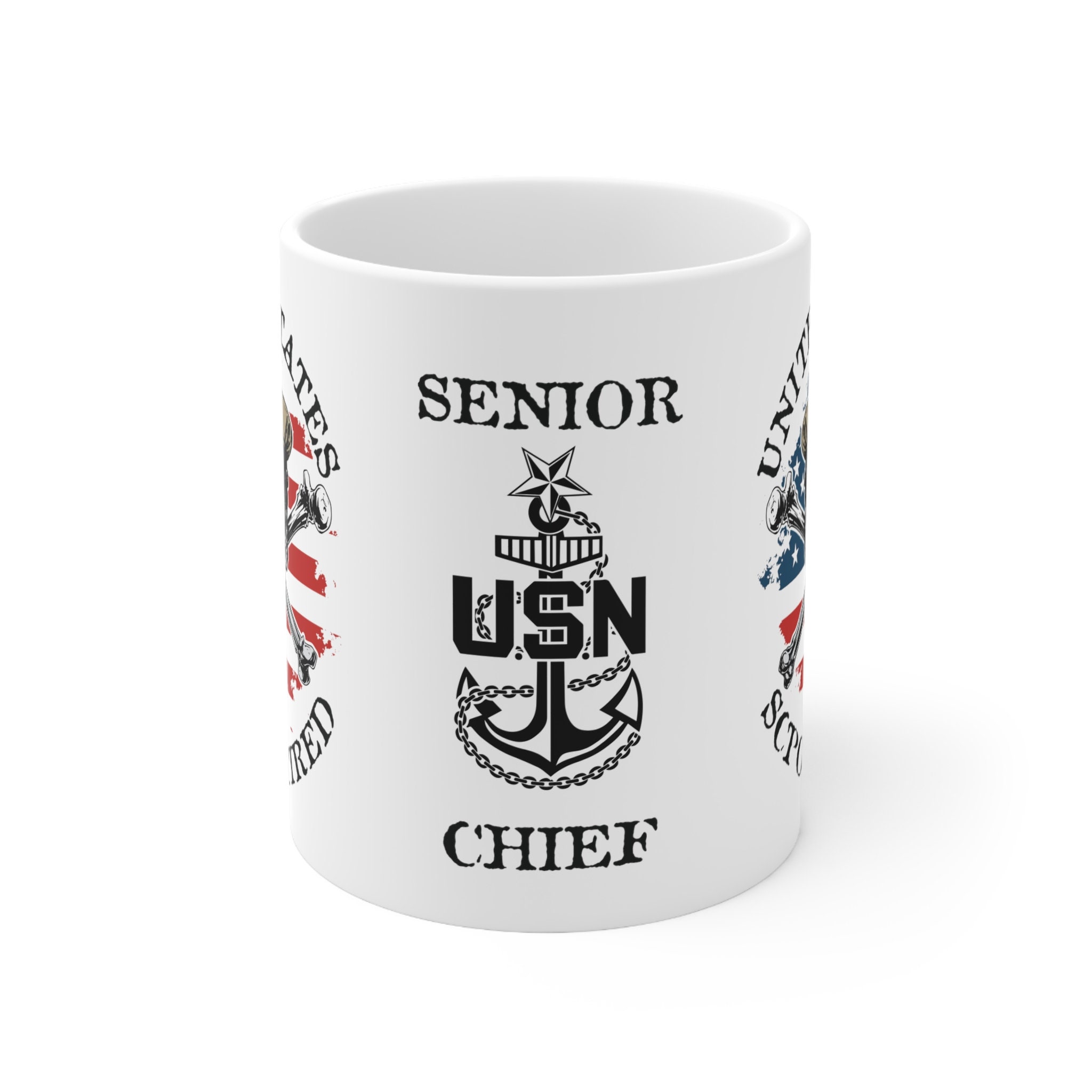 Naval SCPO Retired Senior Chief Skull Crossbones With Distressed ...