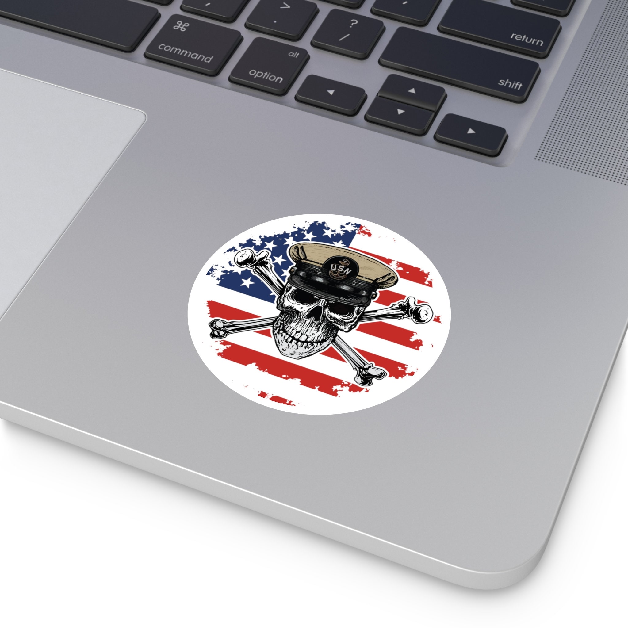 Naval Chief CPO Skull & Crossbones on American Flag Round Sticker - Etsy