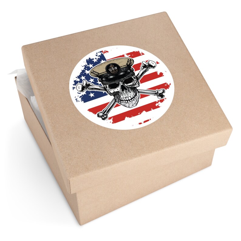 Naval Chief CPO Skull & Crossbones on American Flag Round Sticker - Etsy