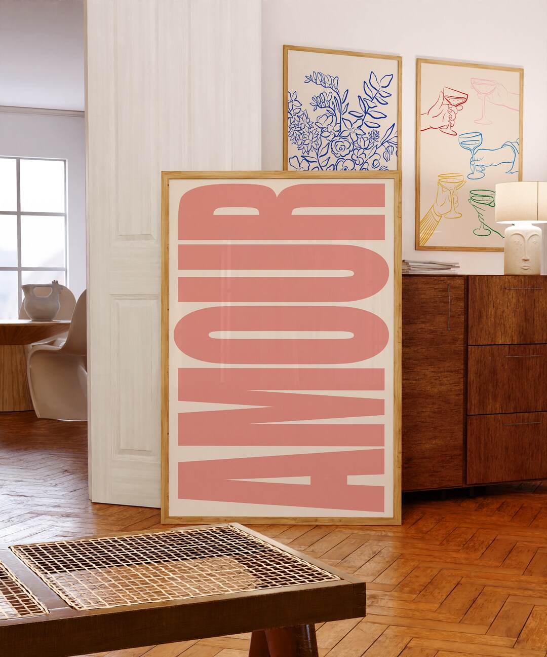 Amour Print | Pink French Typography Poster (instant Download) - Etsy