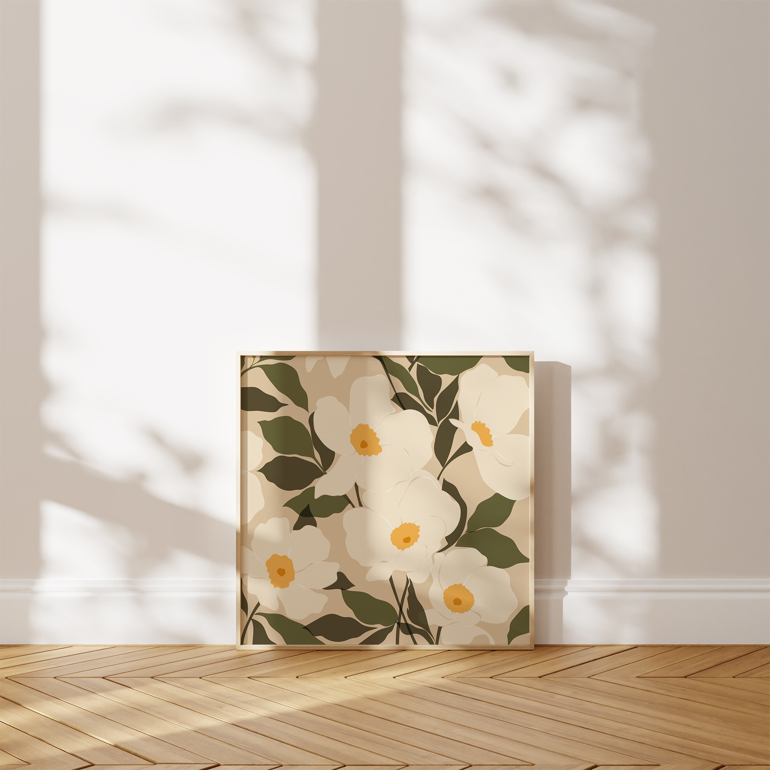 White Roses Abstract Art Print | Botanical Illustration (instant ...