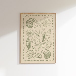 Seashells Art Print | Summer Shells Print | Seashell Ink Drawing ...