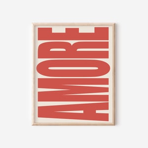 Amore Print | Typography Poster | Trendy Art | Retro Italian Type ...
