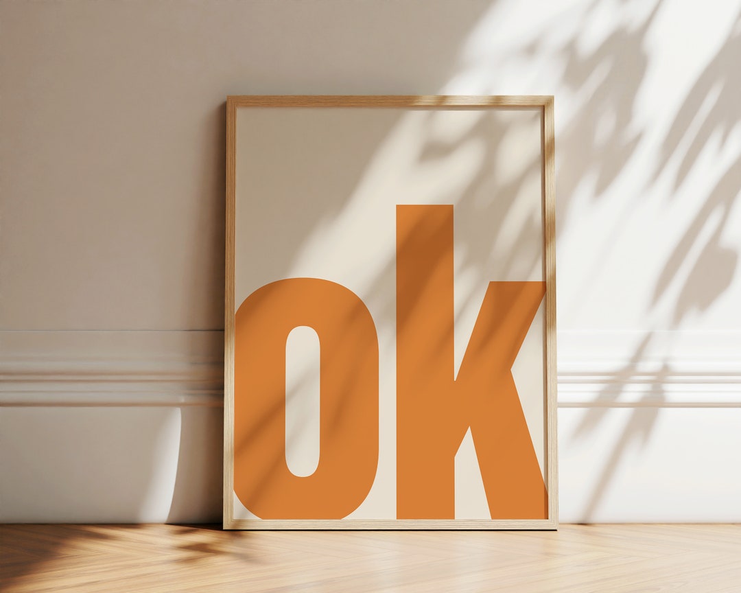 Orange OK Typography Print | Trendy Gallery Wall Art (digital Download ...