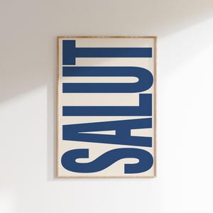 Salut Print | Typography Poster | Trendy Wall Art | Retro French Poster ...