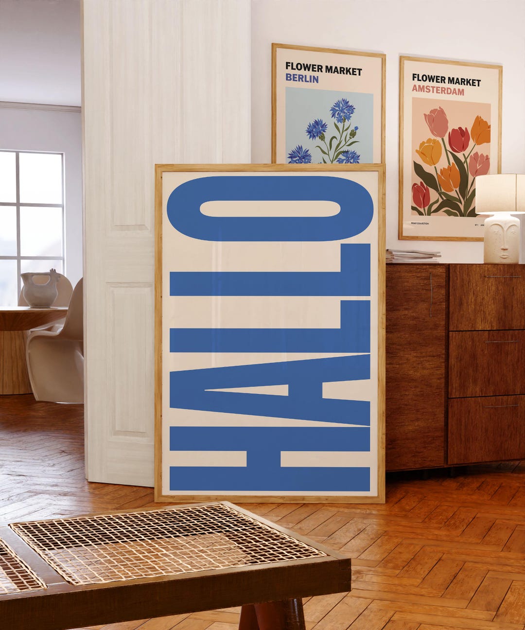 Hallo Print Typography Poster Trendy Art Retro German/dutch Poster ...