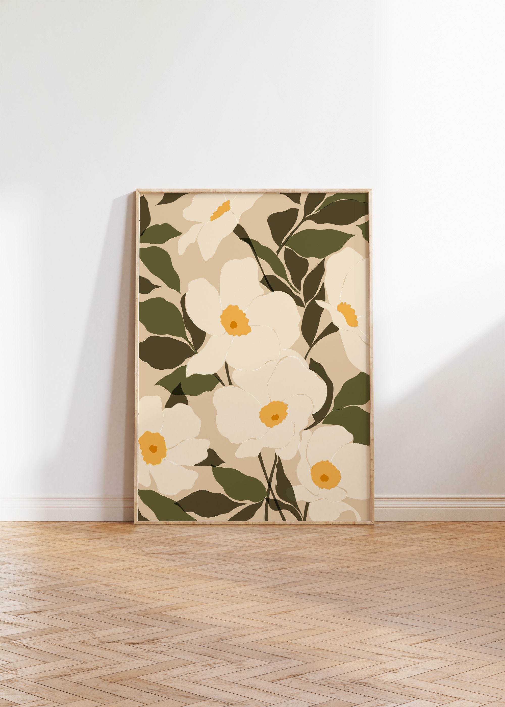 White Roses Abstract Art Print | Botanical Illustration (instant ...