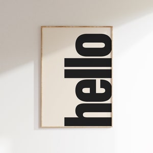 Hello Print | Typography Poster | Trendy Wall Art | Retro Type Poster ...