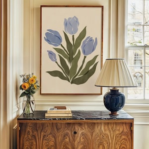Periwinkle Tulip Print | Flower Market Botanical Print | Abstract ...