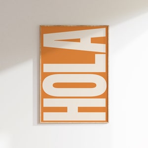 Hola Print | Typography Poster | Trendy Wall Art | Retro Spanish Poster ...