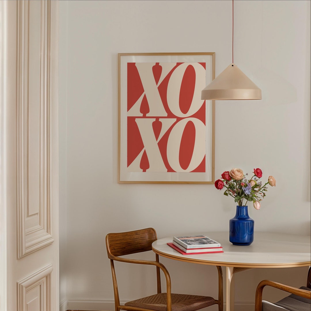 XOXO Art Print Typography Poster Trendy Art Retro Type Poster Valentine ...
