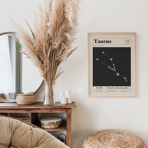 Taurus Star Constellation Art Print | Zodiac Constellation Wall Art ...