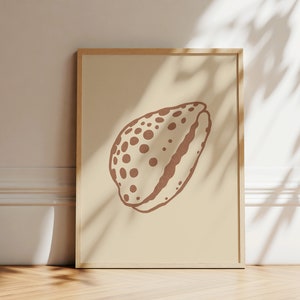 Seashell Art Print | Cowrie Shell Print | Seashell Ink Drawing ...