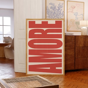Amore Print | Typography Poster | Trendy Art | Retro Italian Type ...