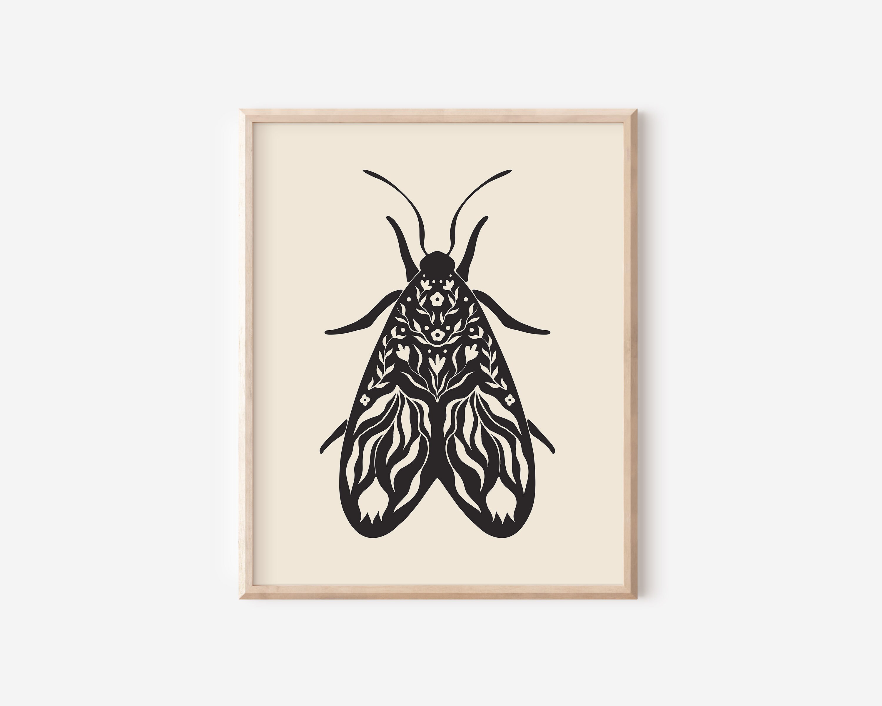 Folk Art Moth Cottagecore Decor Scandinavian Folk Art Floral ...