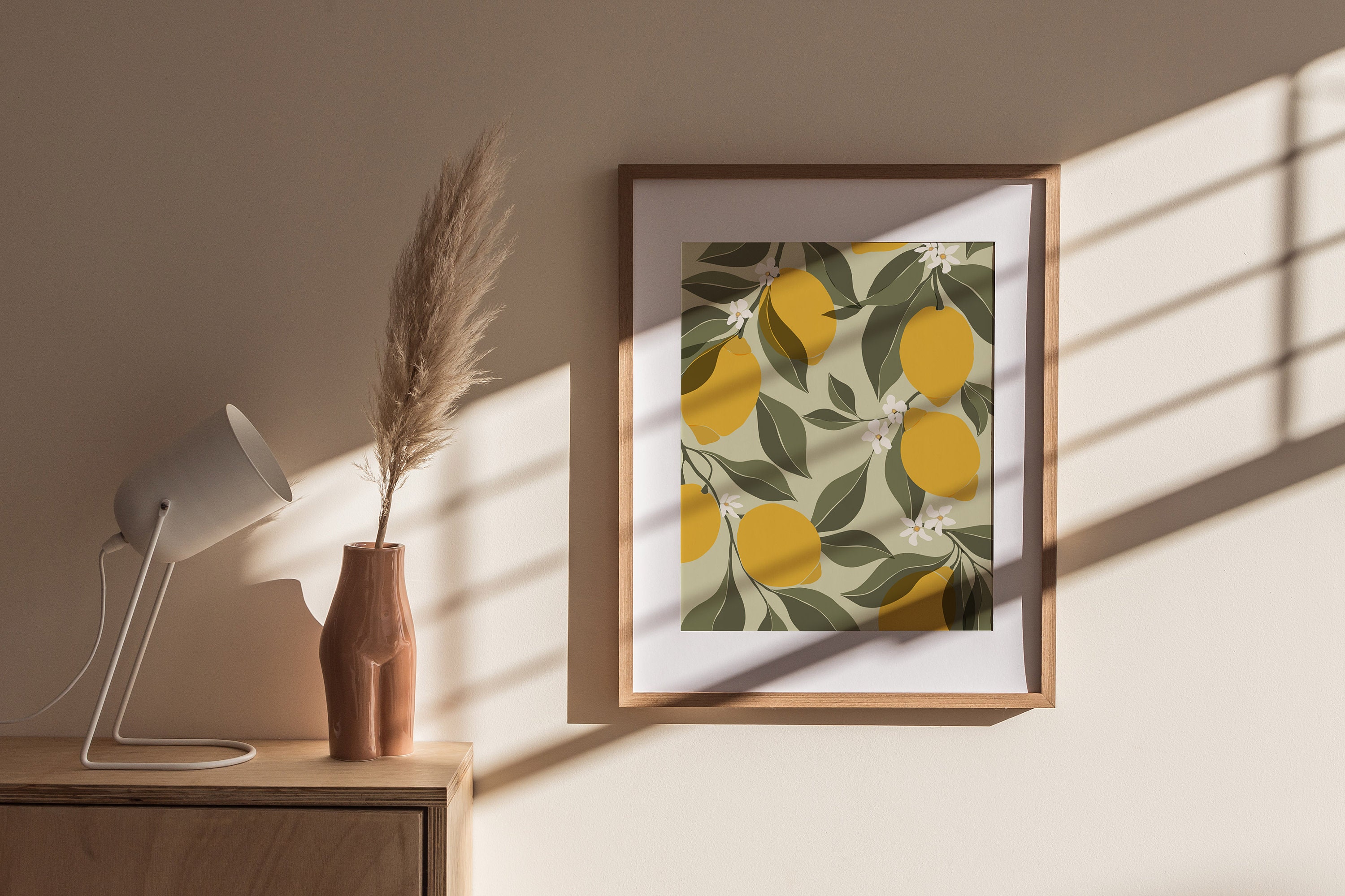 Lemons Print Abstract Wall Art Botanical Poster Lemon - Etsy