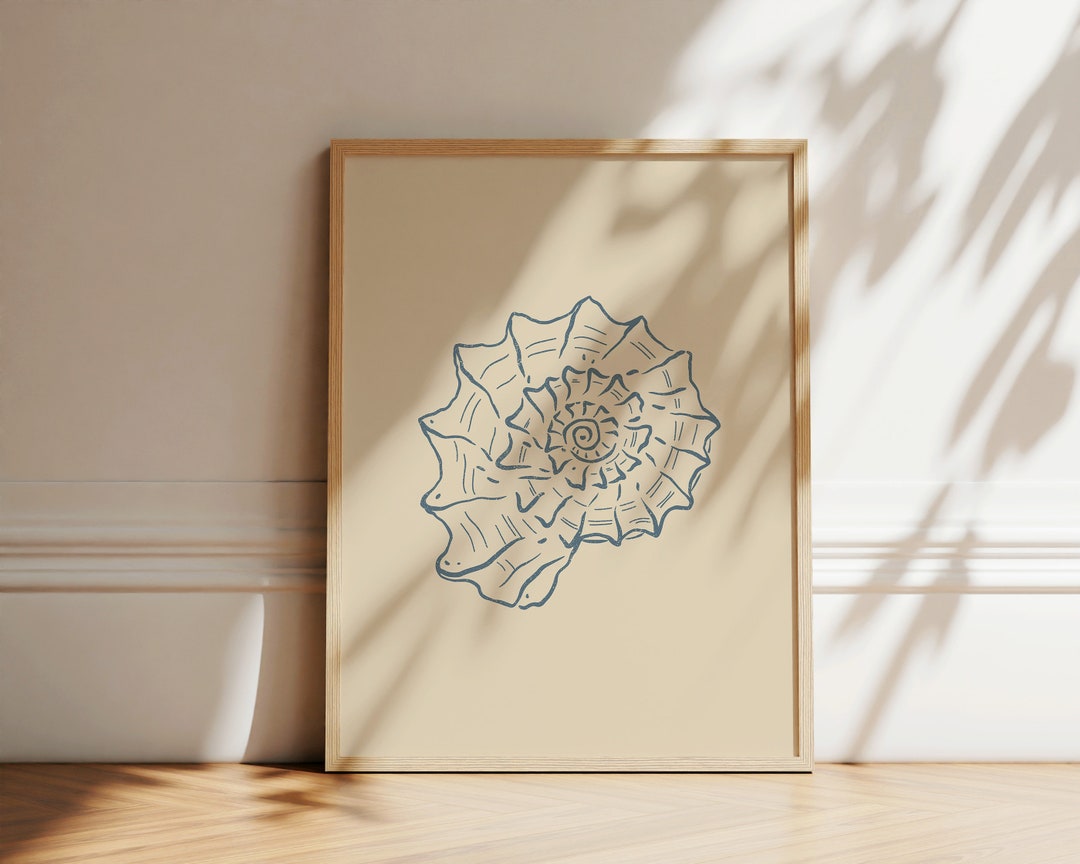 Seashell Art Print | Summer Shell Print | Seashell Ink Drawing ...