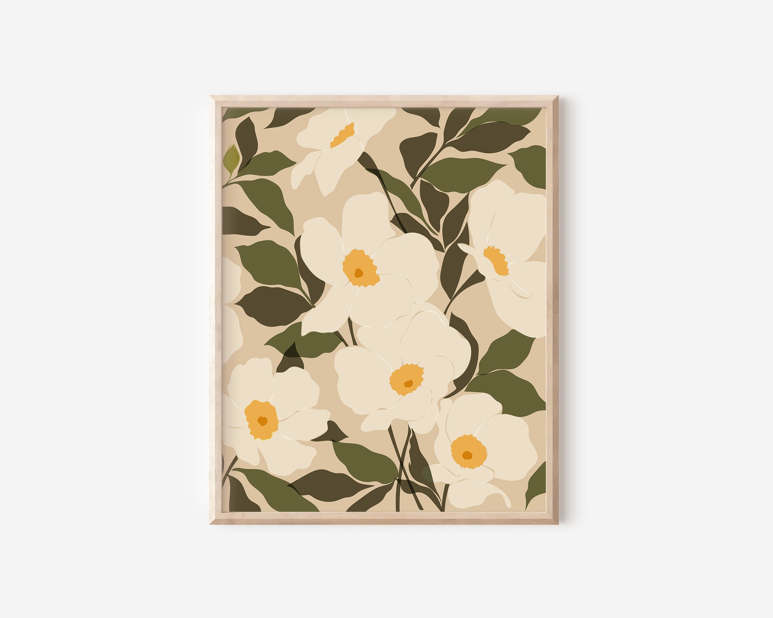 White Roses Abstract Art Print | Botanical Illustration (instant ...