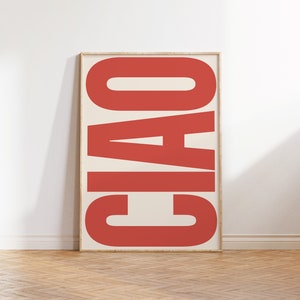 Ciao Print | Typography Poster | Trendy Wall Art | Italian Retro Poster ...
