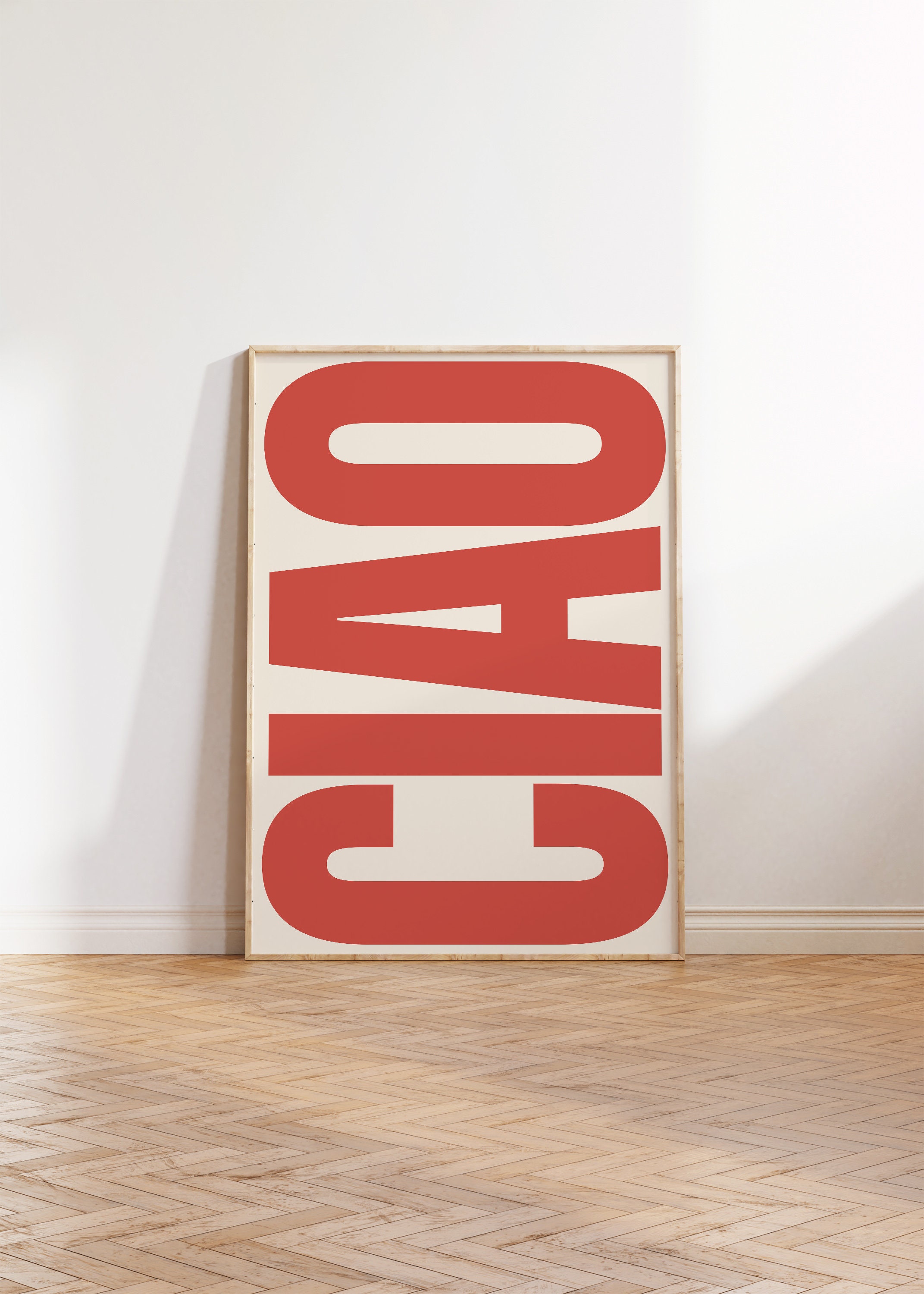 Ciao Print Typography Poster Trendy Wall Art Italian Retro Poster Red ...